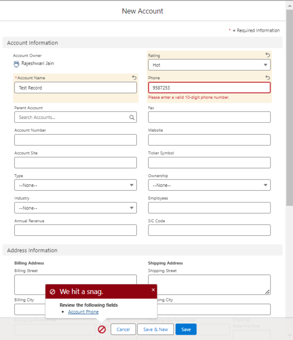 Validation rule for phone number in Salesforce - Salesforce Geek