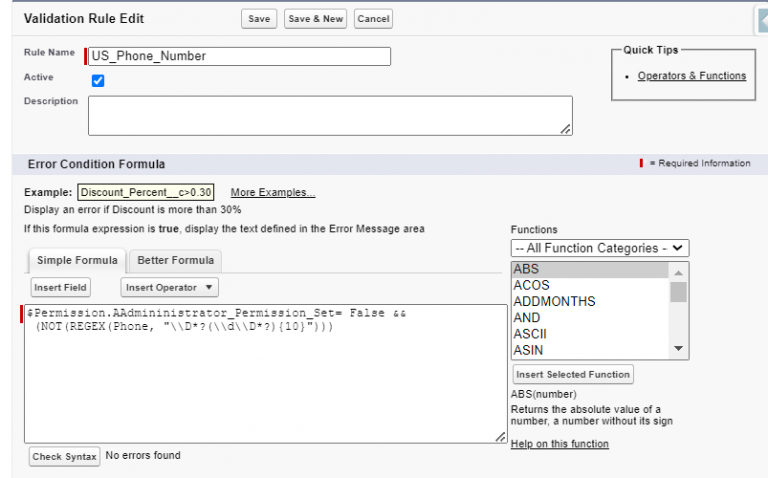 Validation rule for phone number in Salesforce - Salesforce Geek