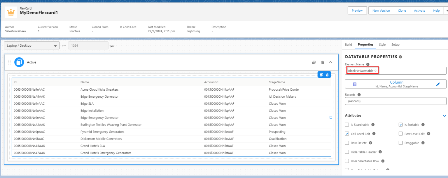 Flexcard Data Source and Build Elements in Omnistudio - Salesforce Geek