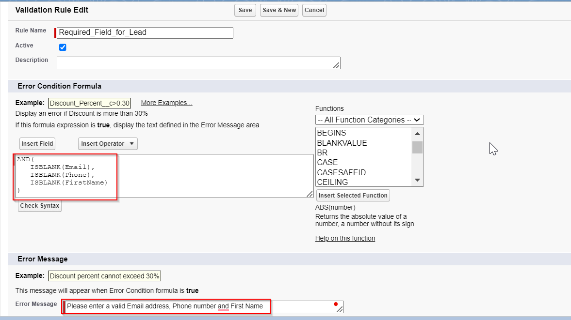 20 Important Validation Rules in Salesforce - Salesforce Geek