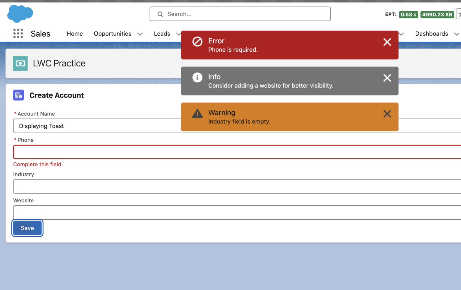 Toast Notifications in LWC with example - Salesforce Geek